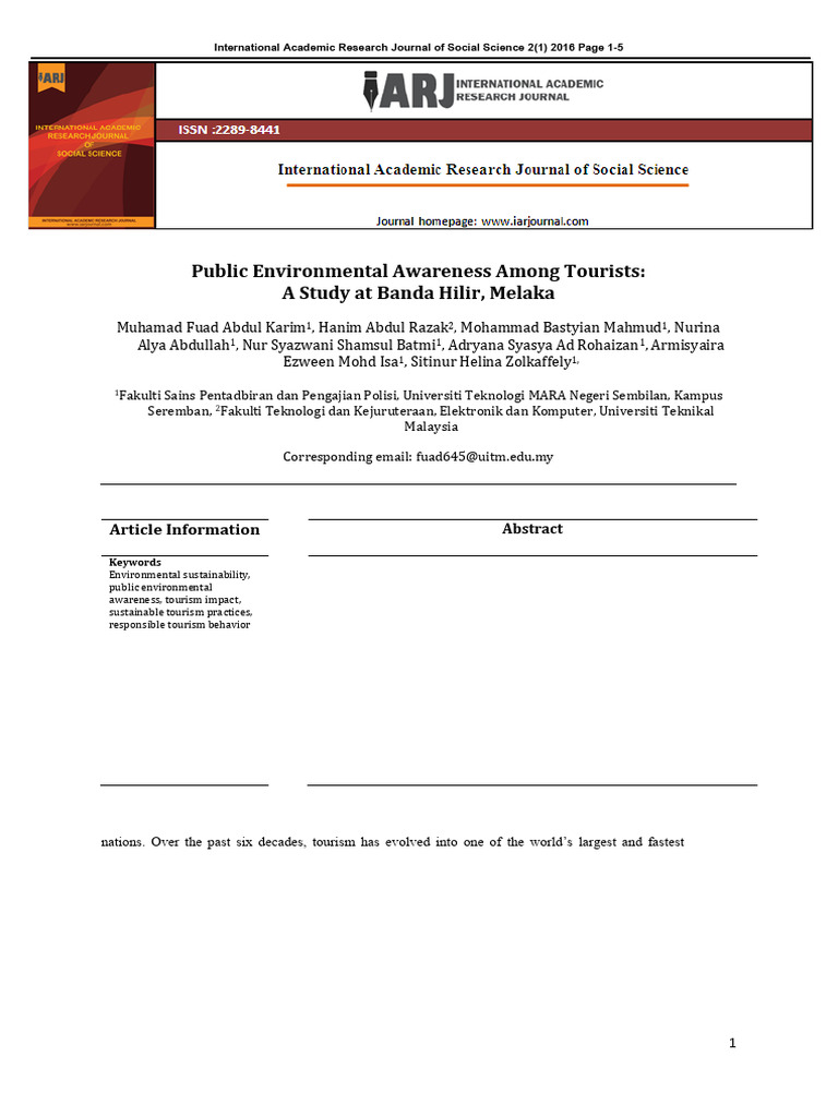 IARJ-SS-Public Environmental Awareness - Muhamad - Fuad | PDF ...