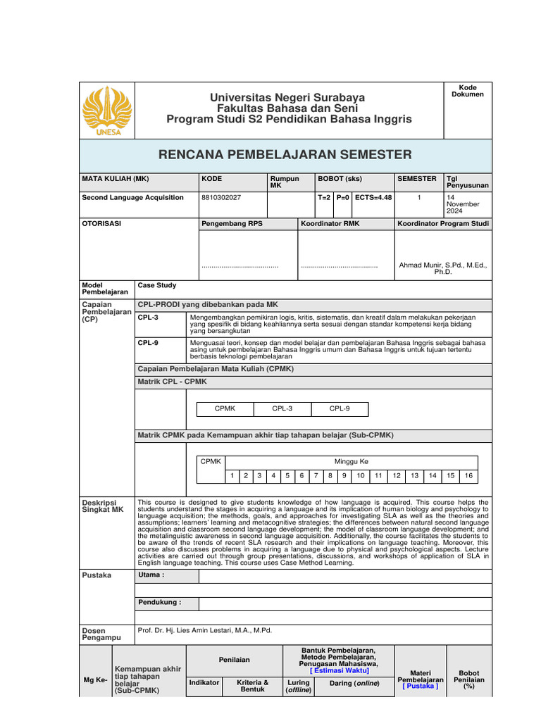 RPS Second Language Acquisition | PDF