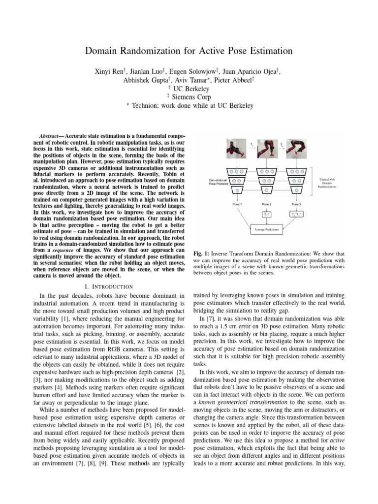 Domain Randomization For Active Pose Estimation | PDF | Accuracy And ...