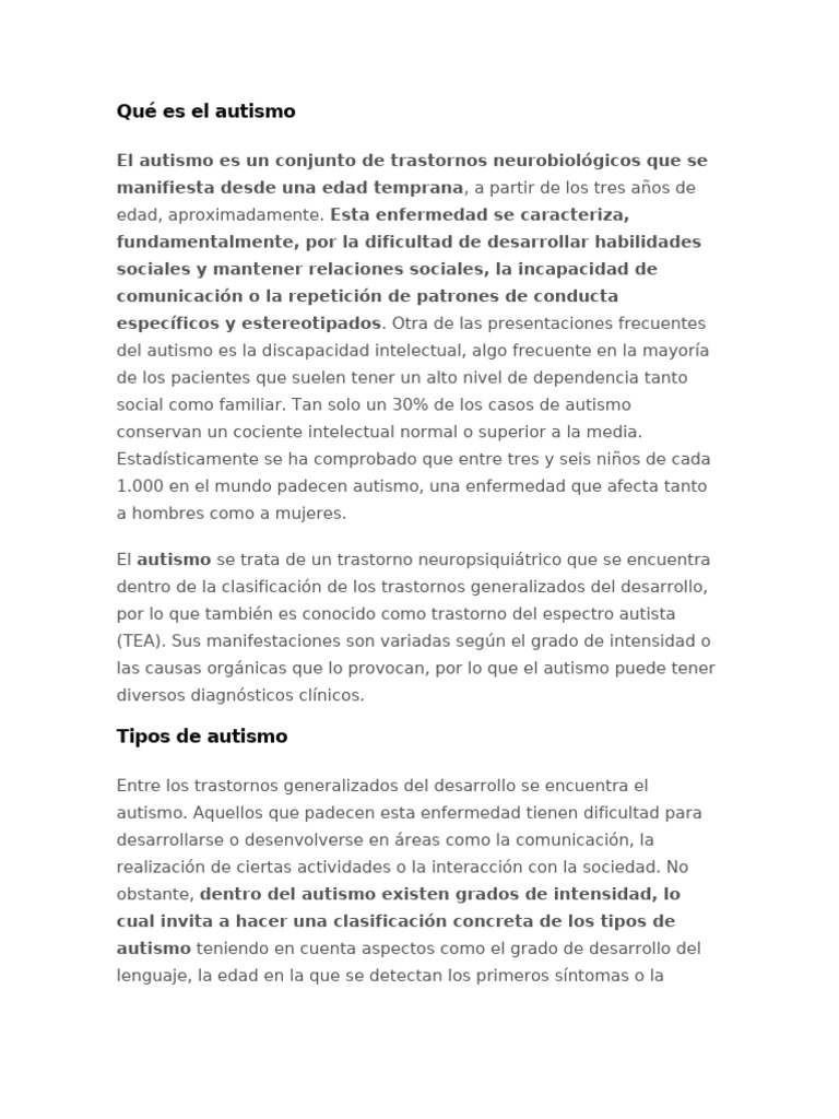 Qué Es El Autismo | PDF | Espectro autista | Trastornos profundos del ...
