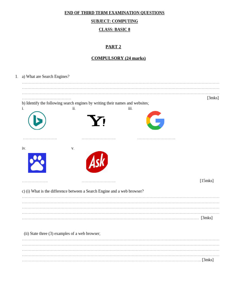 FORM 2 ICT QUESTIONS | PDF | Computer Monitor | Computer Keyboard