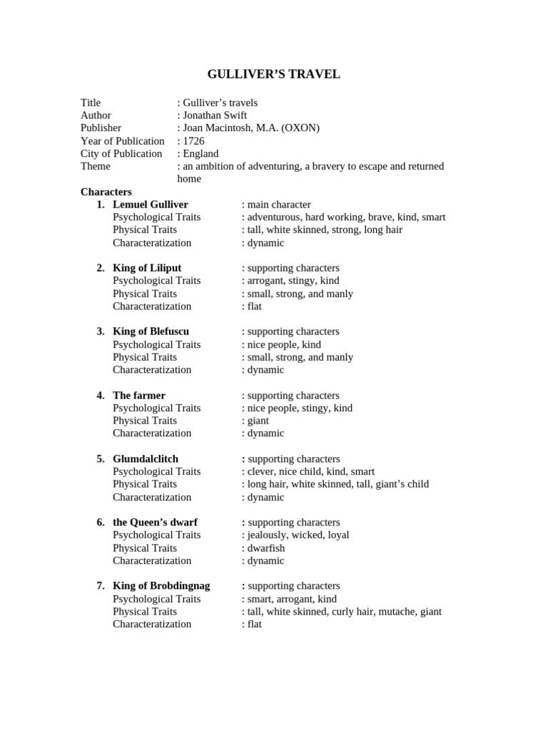 Gulliver's Travel (Final) | PDF