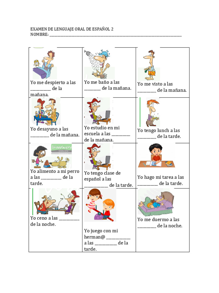 Examen Oral de Español para Niños | PDF