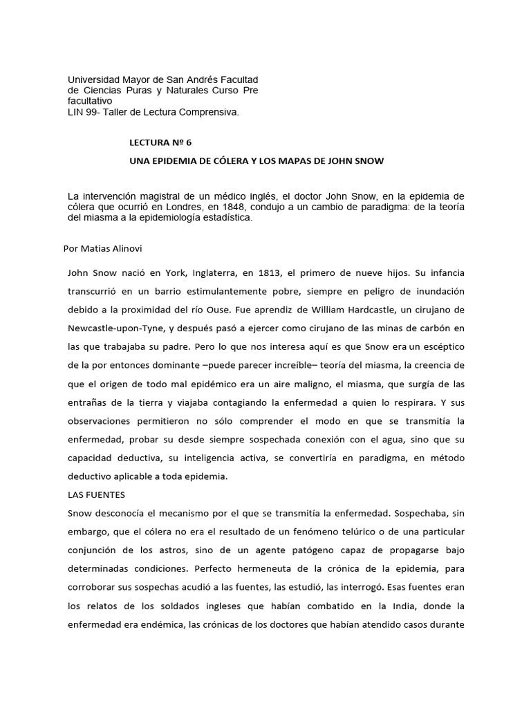 Mapas de John Snow en la epidemia de cólera | PDF | Cólera | Epidemiología