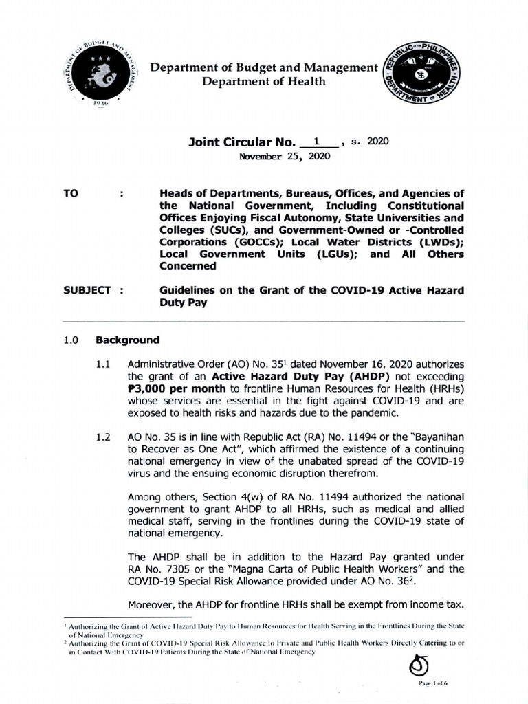 External-DBM-DOH JOINT CIRCULAR NO. 1, S. 2020 | PDF