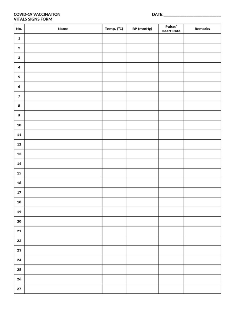 Vital Signs Form | PDF