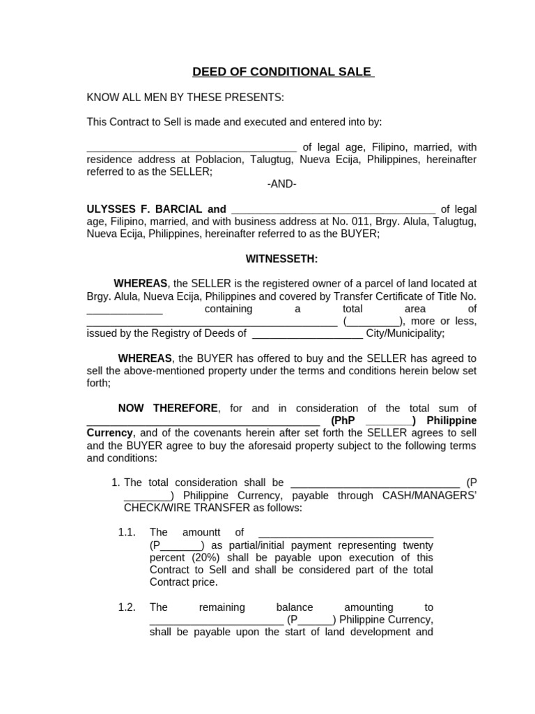 Conditional Template | PDF | Taxes | Title (Property)