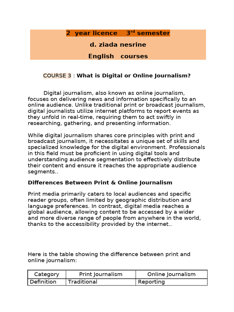 Course 03 What Is Digital or Online Journalism V | PDF | Mass Media ...