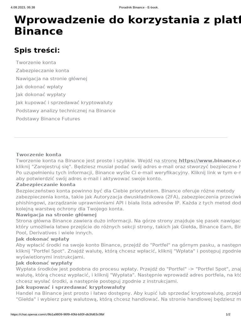 Poradnik Binance - Ebook (PDF - Io) | PDF