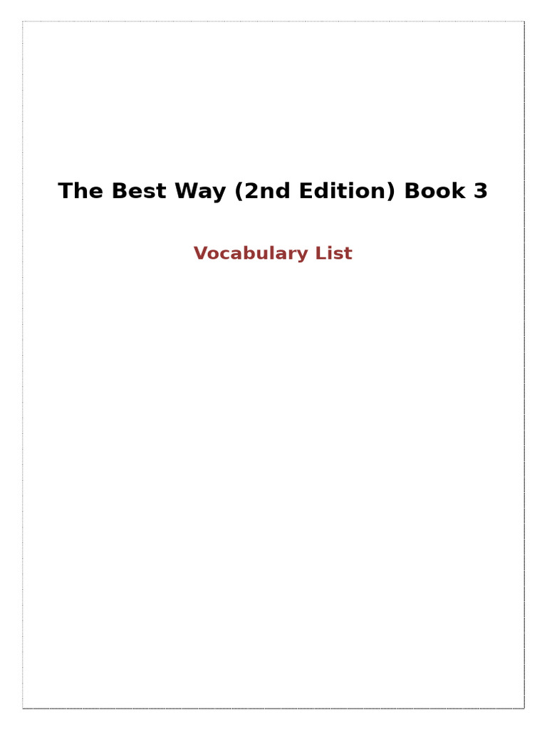 The Best Way 3 (2ed) - Word Lists | PDF | Planets