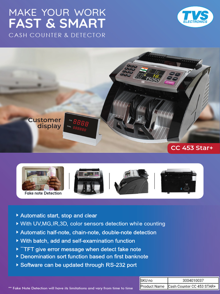 CC 453 Star+ Cash Counter & Detector | PDF
