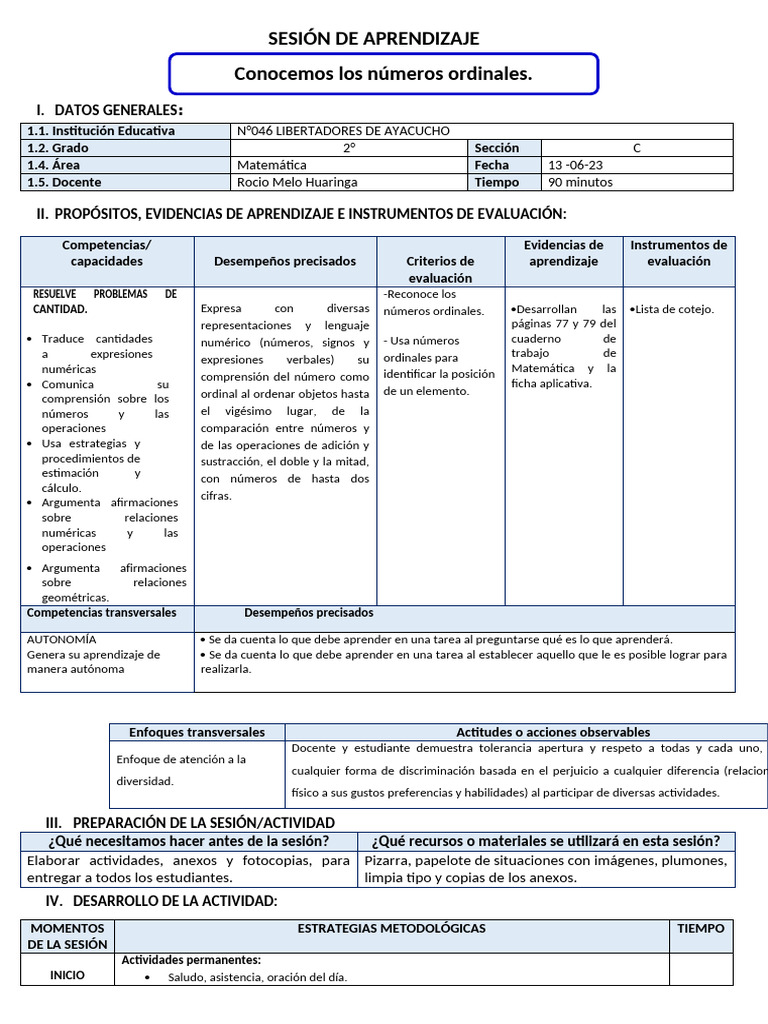 Números Ordinales | PDF | Evaluación | Aprendizaje