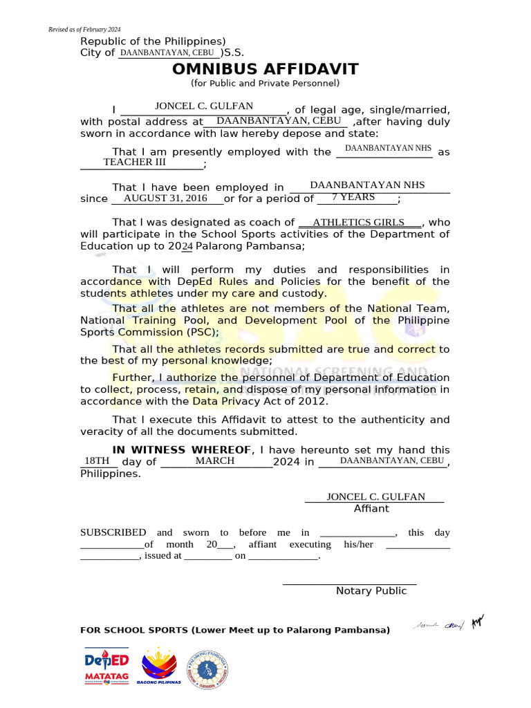Omnibus-Affidavit v2024 | PDF | Affidavit | Government