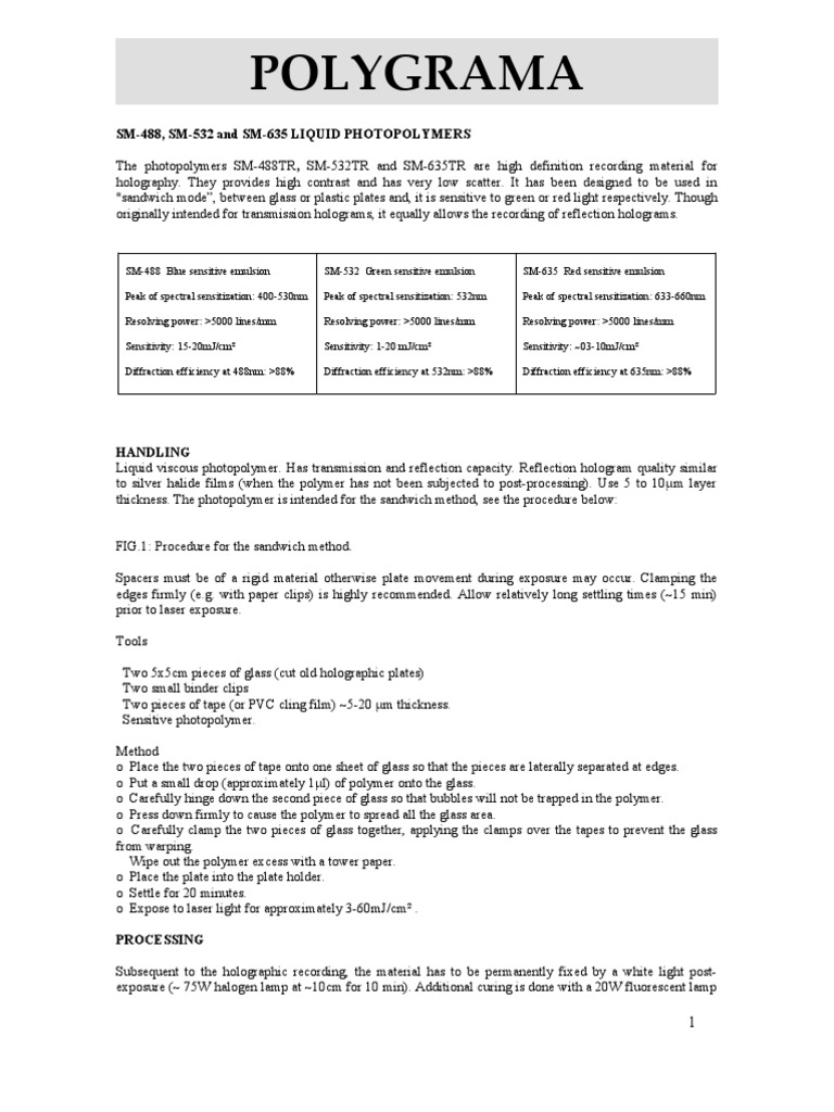 POLYGRAMA Liquid Emulsions | Download Free PDF | Holography | Atomic