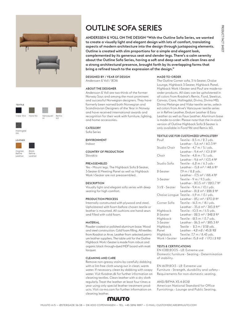 Outline Sofa Series by Muuto | PDF | Upholstery | Furniture