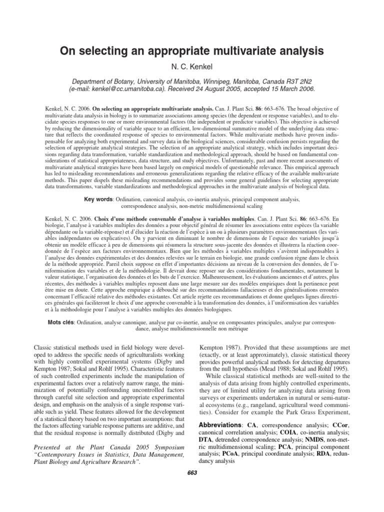 Choosing Multivariate Analysis Methods | PDF | Statistics | Principal Component Analysis