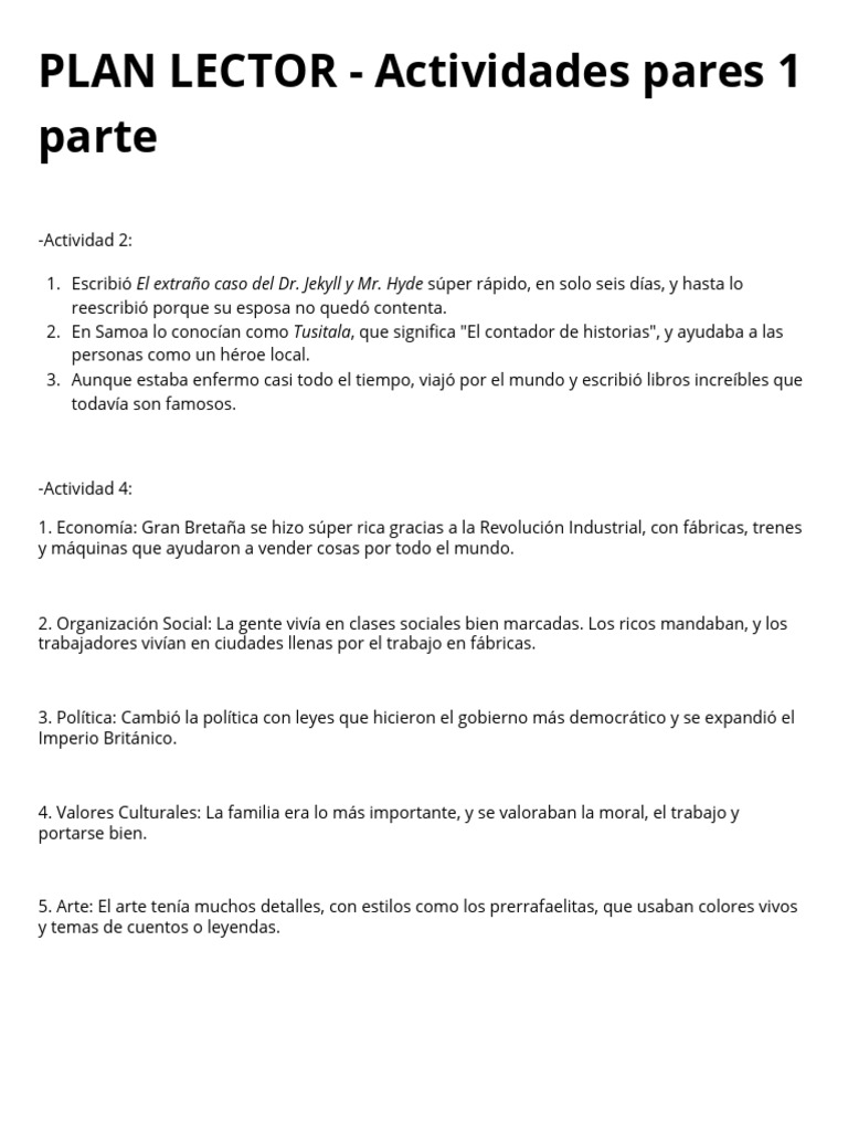 Plan Lector - Parte 1 | PDF