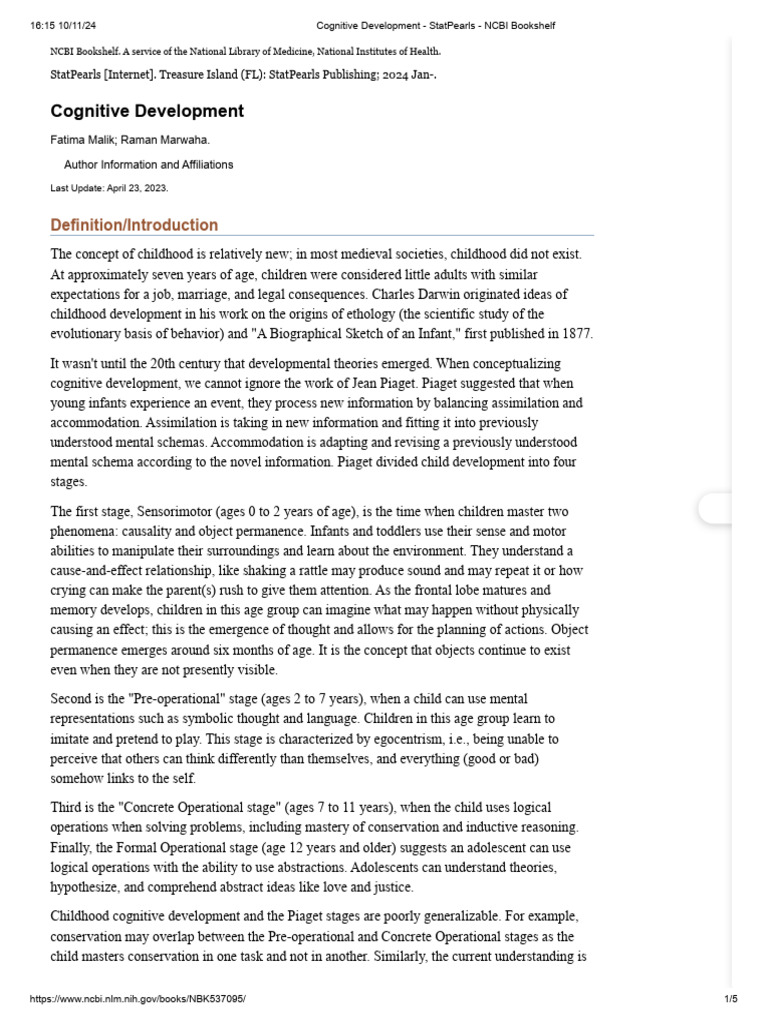 Cognitive Development Stages | PDF | Psychological Concepts | Human Development
