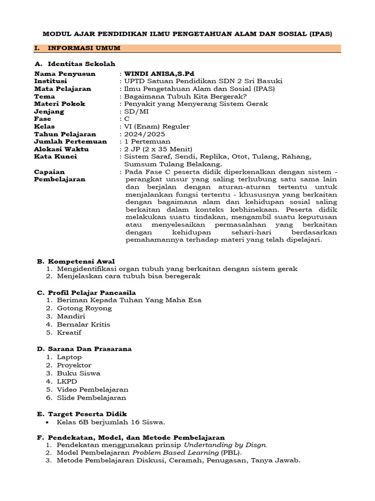 Modul Ajar - Windi Anisa | PDF