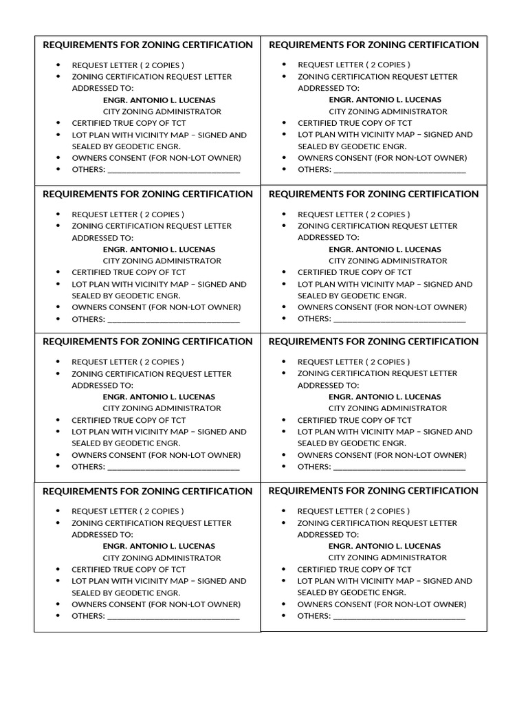 Zoning Certification Requirements Guide | PDF
