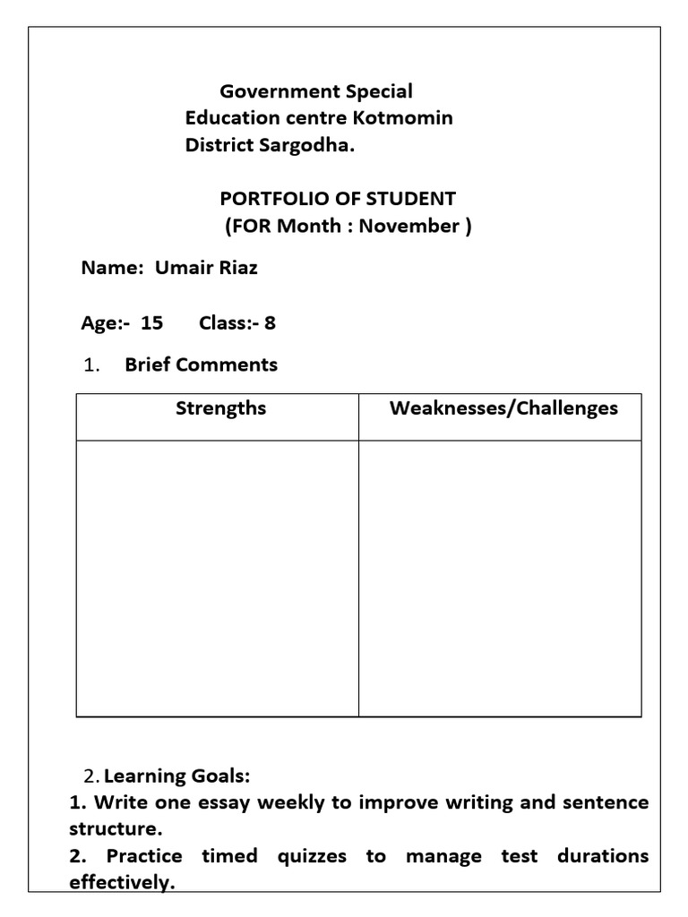 PORTFOLIO OF STUDENT M.umair Class 8 | PDF