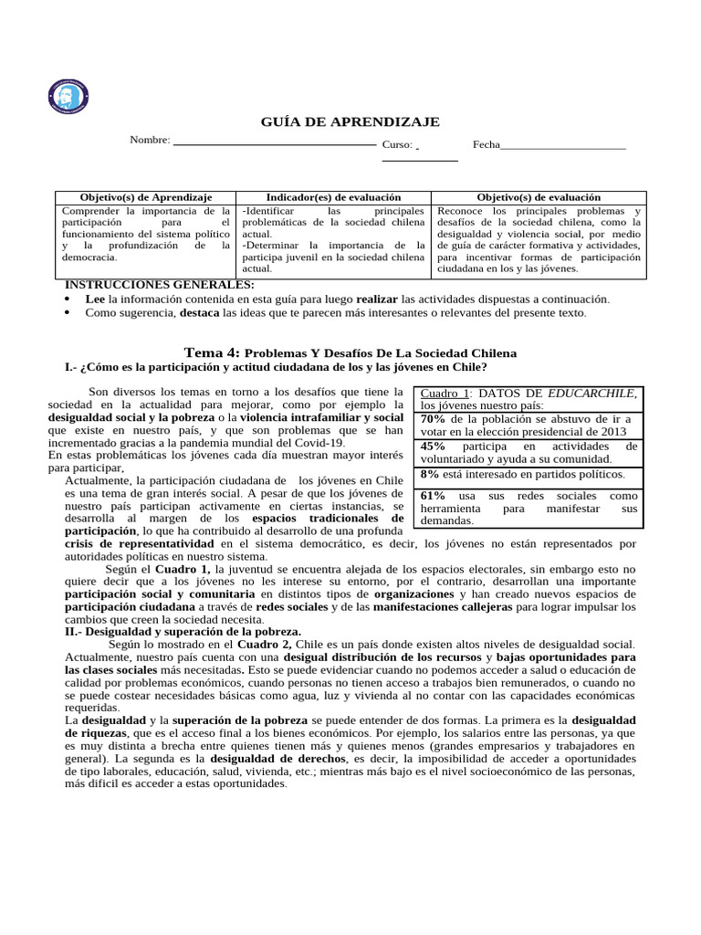 Guia-Evaluada-2° Medio | PDF | Desigualdad social | Discriminación y relaciones raciales
