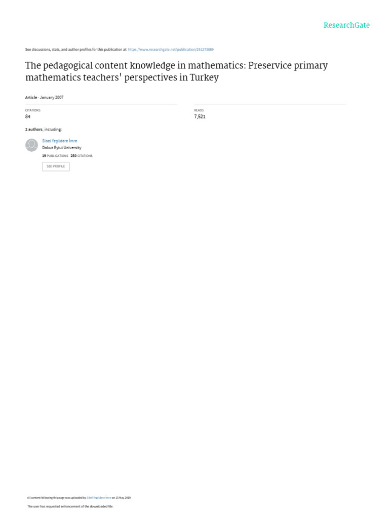 Pedagogical Content Knowledge In Math Pdf Pedagogy Knowledge