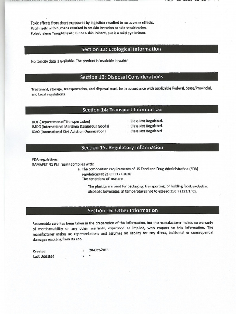 Msds Ramapet n1 | PDF