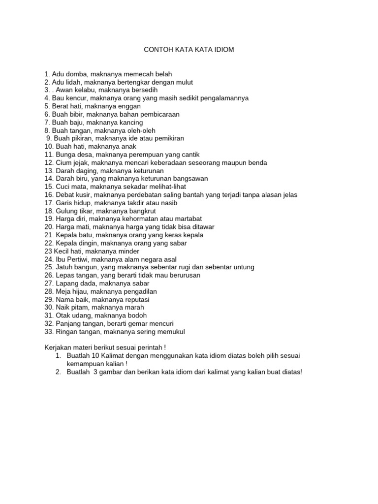 Contoh Kata Kata Idiom | PDF