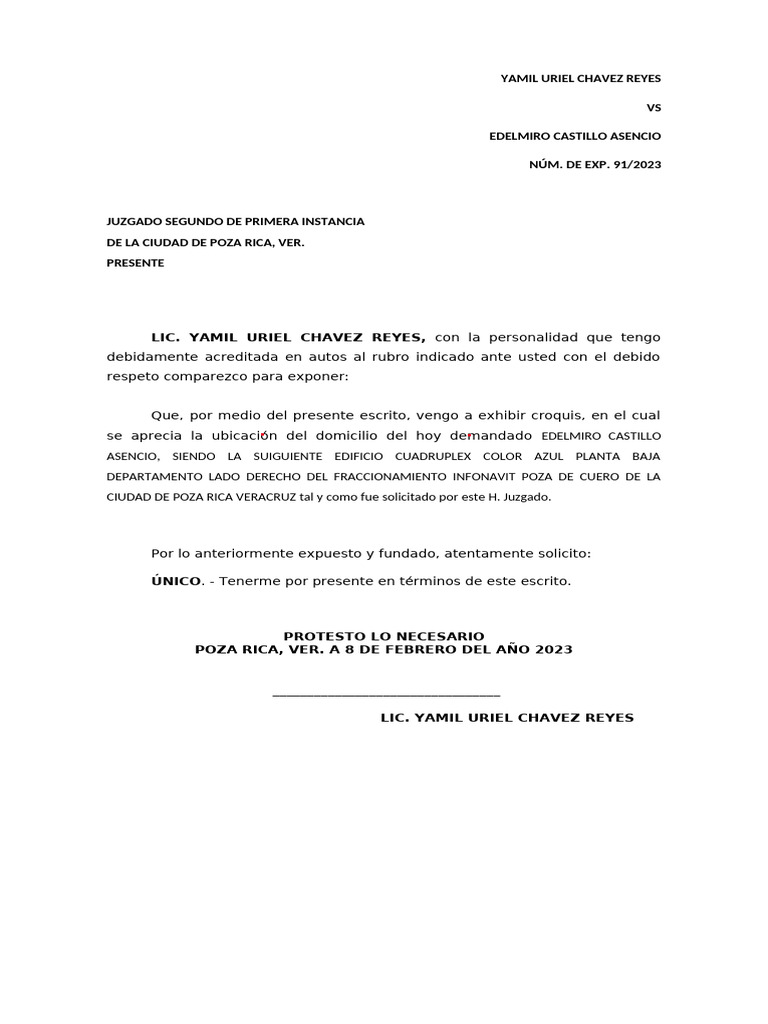 Croquis de Domicilio en Juicio 91/2023 | PDF