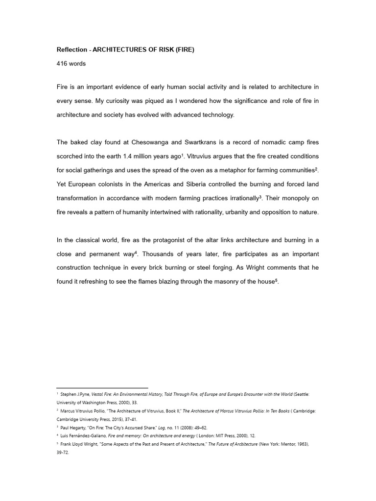 wk5 Reflection - Architectures of Risk (Fire) | PDF