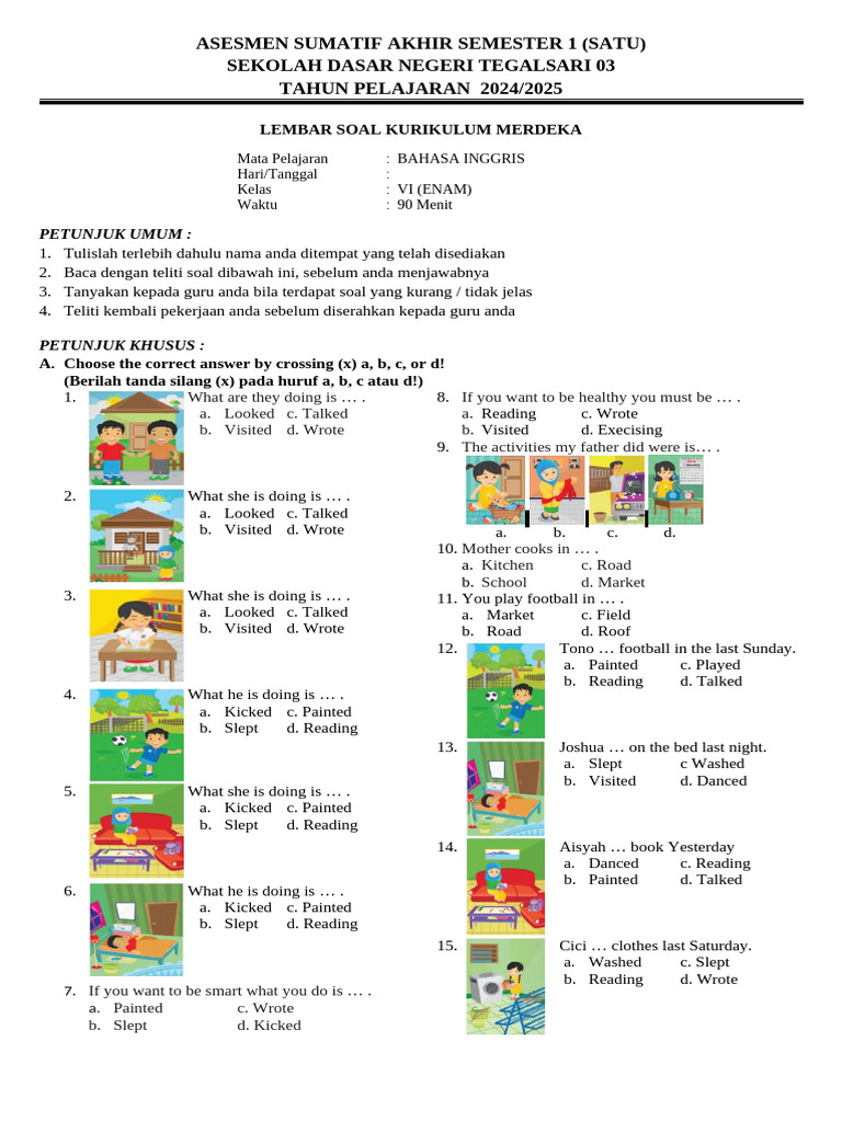 Asesmen Sumatif Akhir Semester 1 Bahasa Inggris | PDF