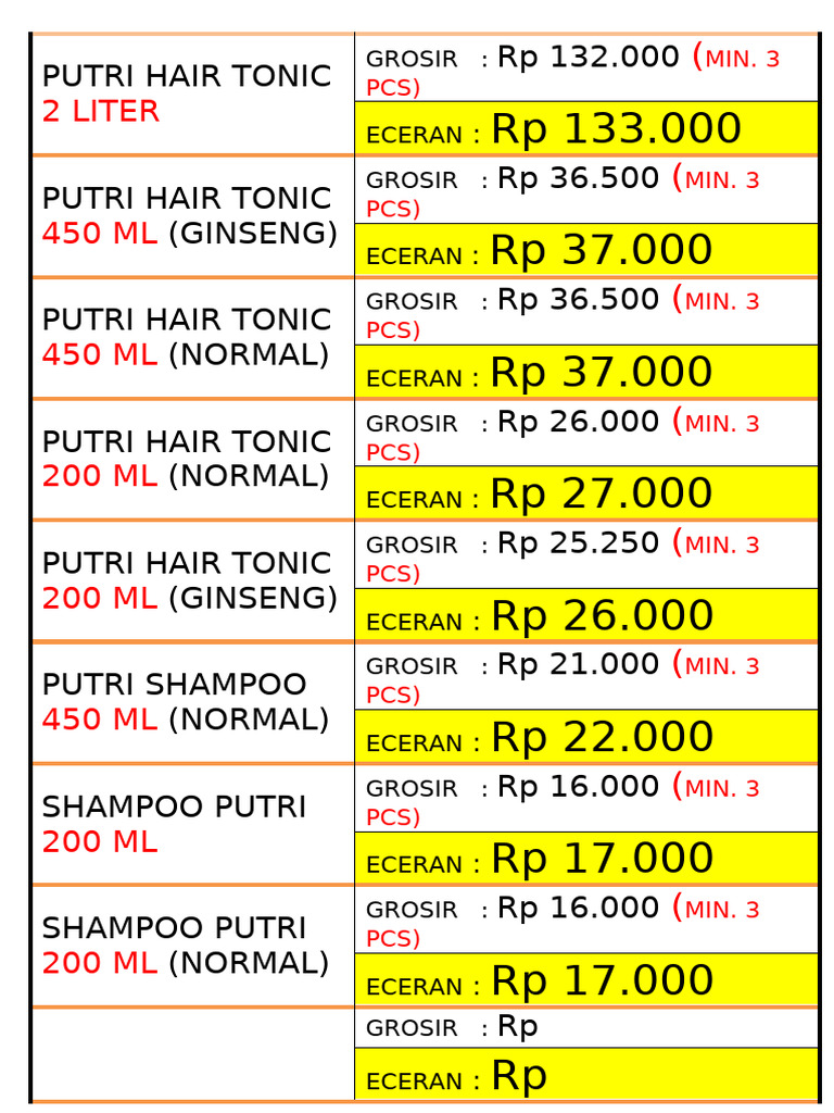 Label Harga Satuan | PDF