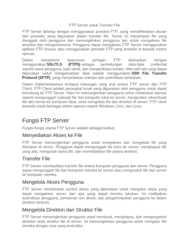 FTP Server untuk Transfer File Aman | PDF