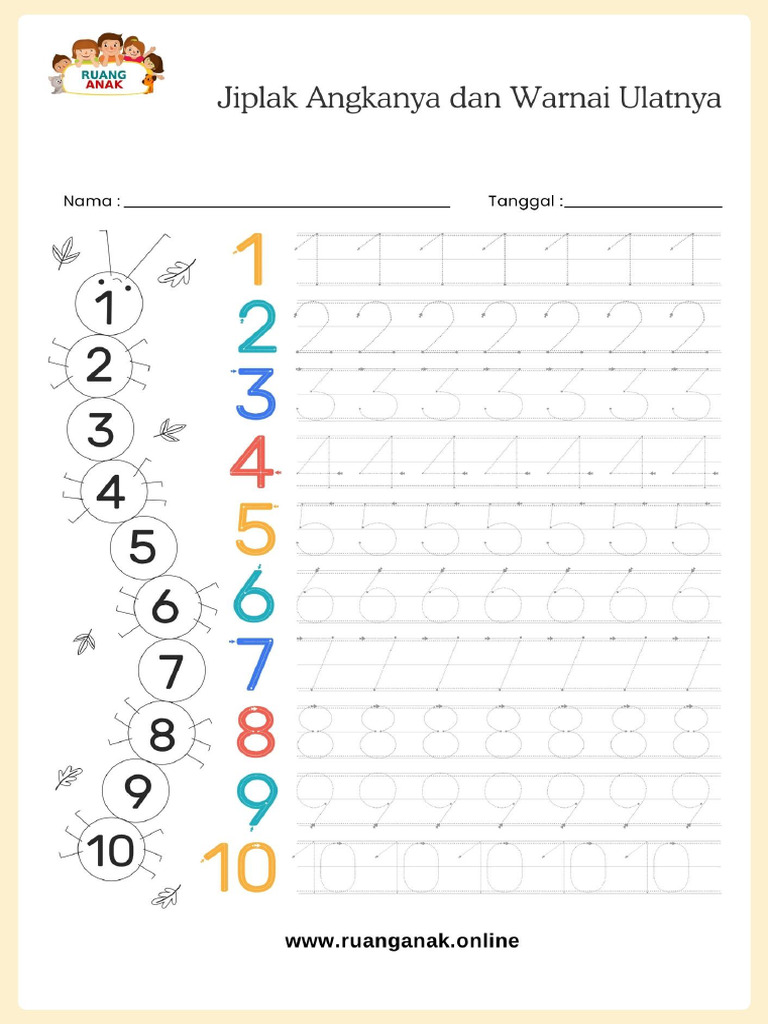 Salinan Worksheet Melengkapi Angka | PDF