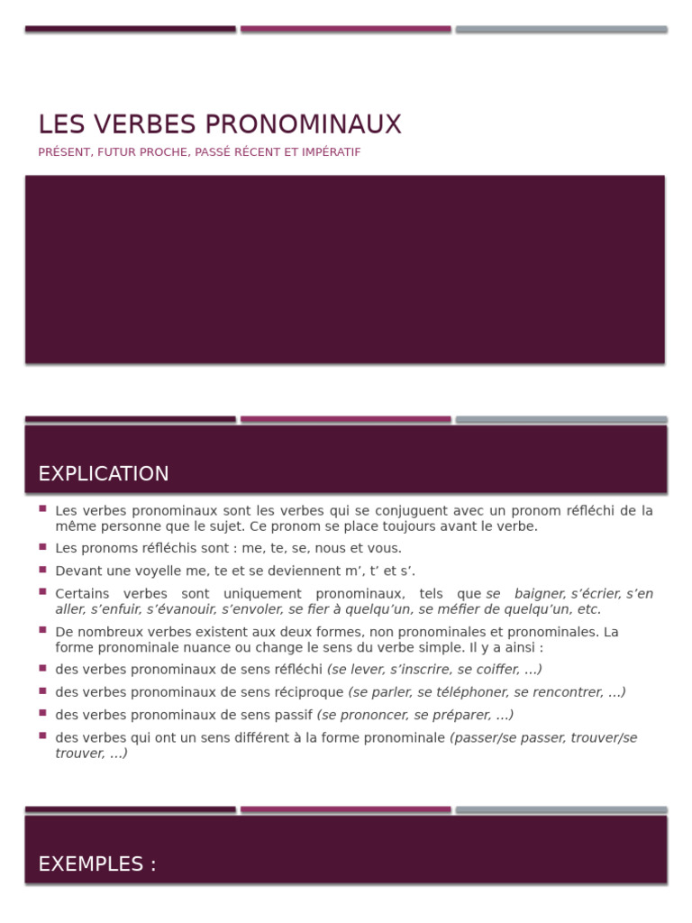 Les Verbes Pronominaux | PDF | Verbe | Typologie linguistique