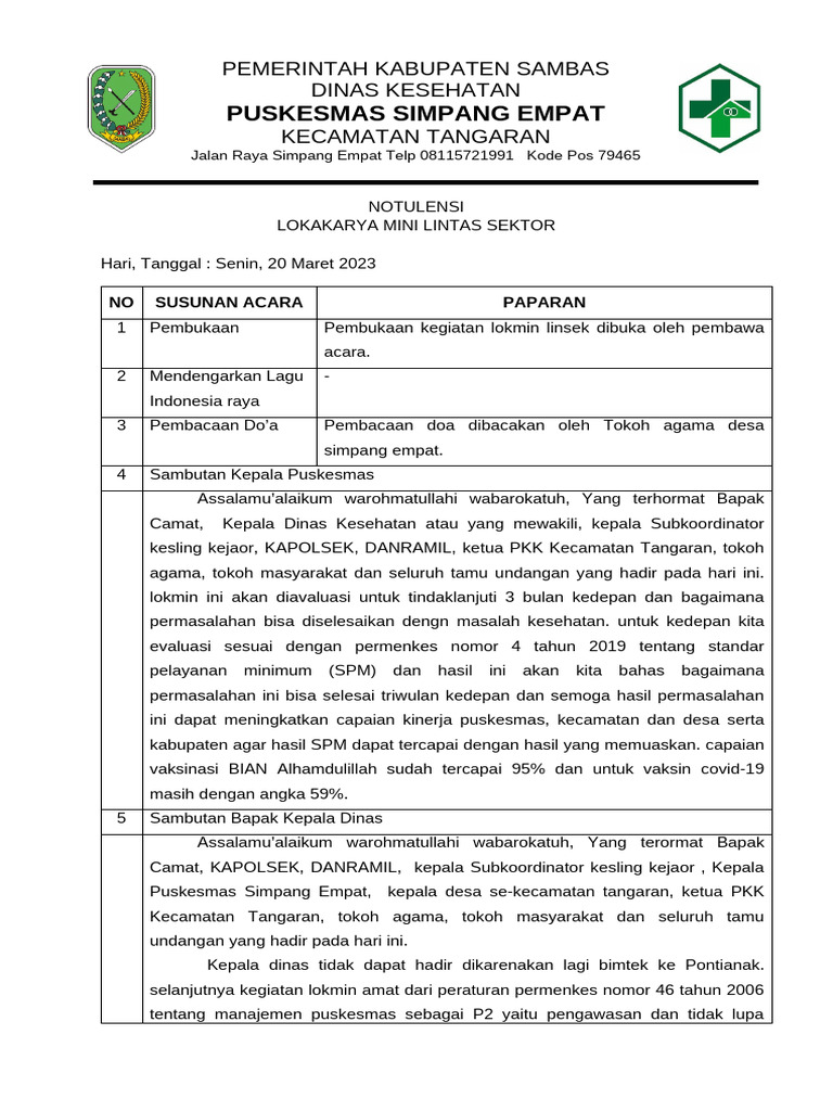 Notulen Lokmin Linsek | PDF