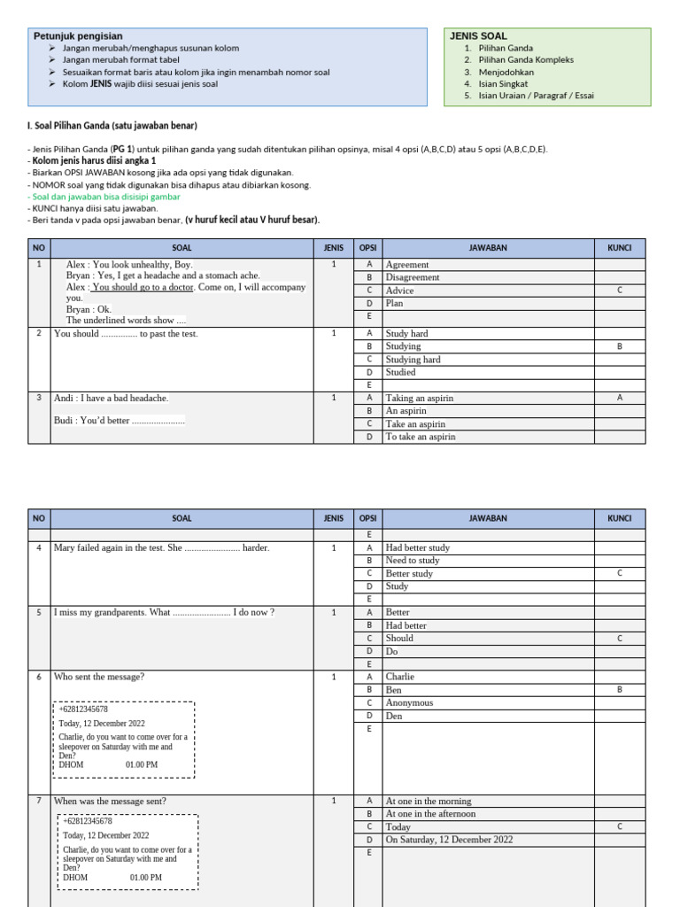 Fix Plus Template Soal BAHASA INGGRIS Kelas 8 REM - SKI7 - SAS1 | PDF ...