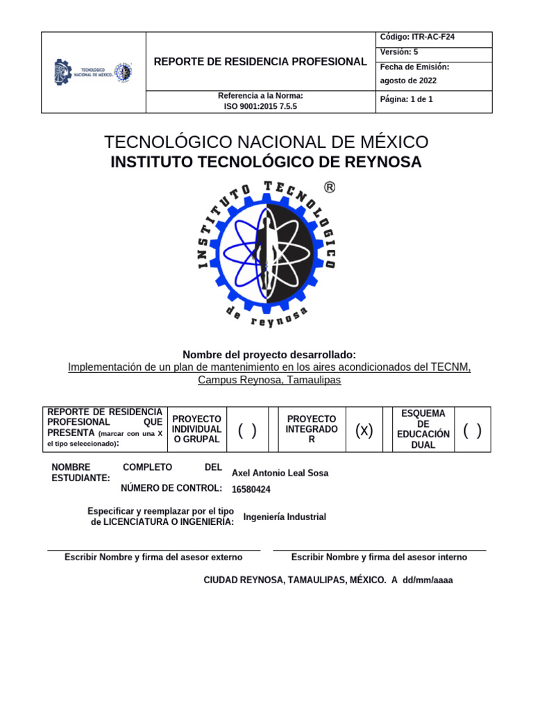 Itr-Ac-f24 Reporte de Residencia Profesional | PDF