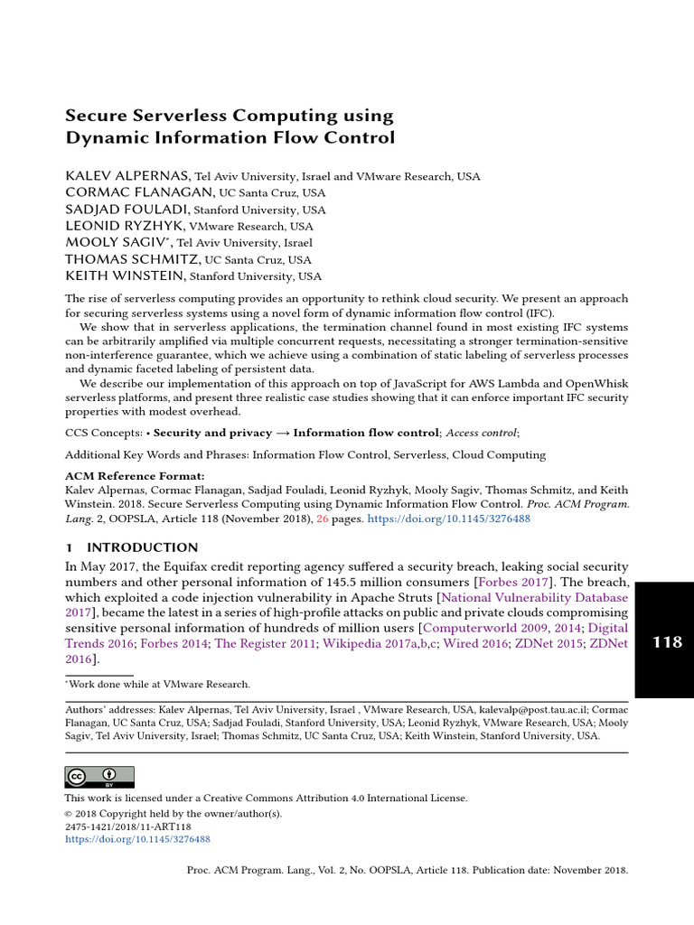 Serverless Ifc Oopsla18 | PDF | Cloud Computing | Java Script