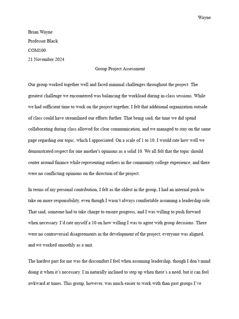 Group Project Assessment | PDF | Social Psychology