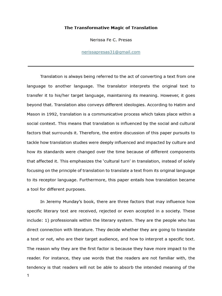 Presas, Nerissa Fe C. CTP in Translation | PDF | Translations | Linguistics
