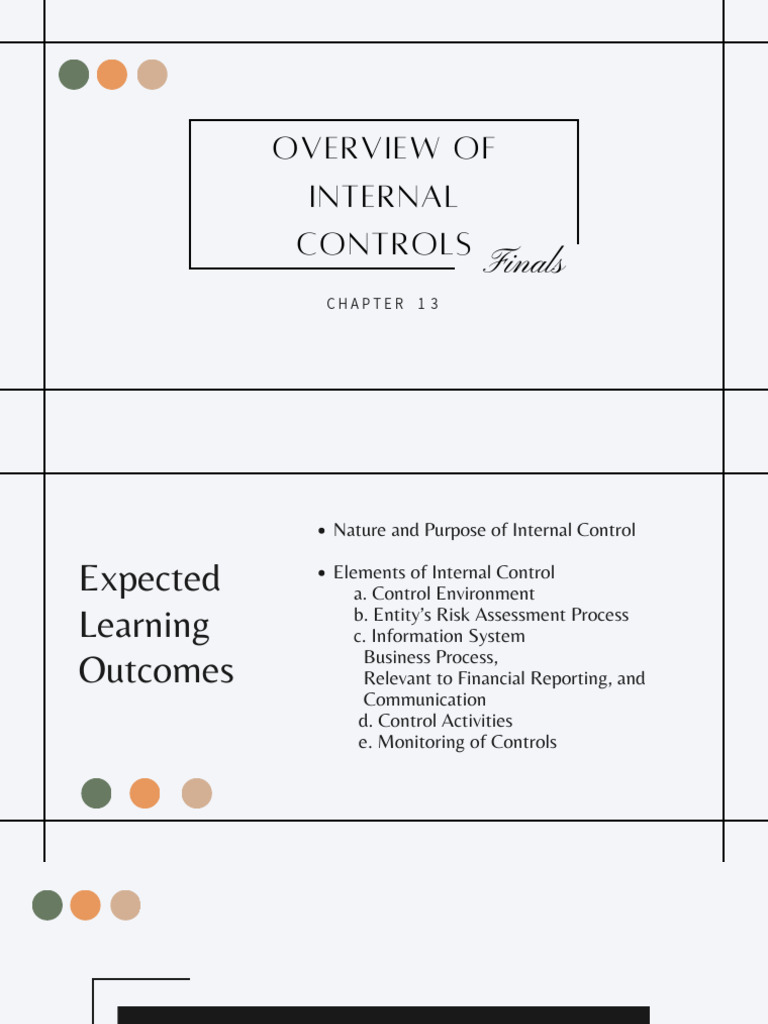 Chapter 13 Overview of Internal Controls | PDF | Internal Control | Financial Statement