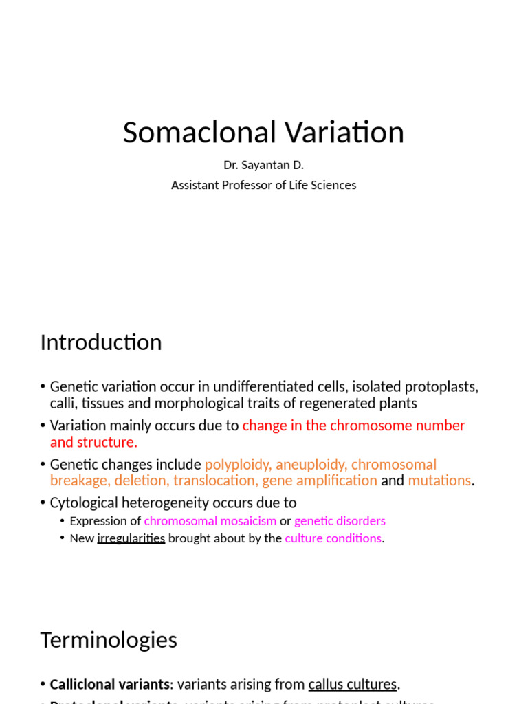 Somaclonal Variation | PDF | Gene | Mutation