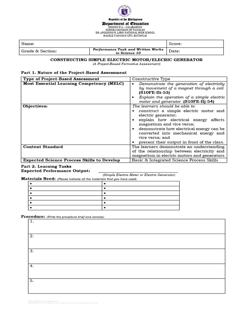 24 25 Final Performance - Electric Motor Generator | PDF | Electric ...