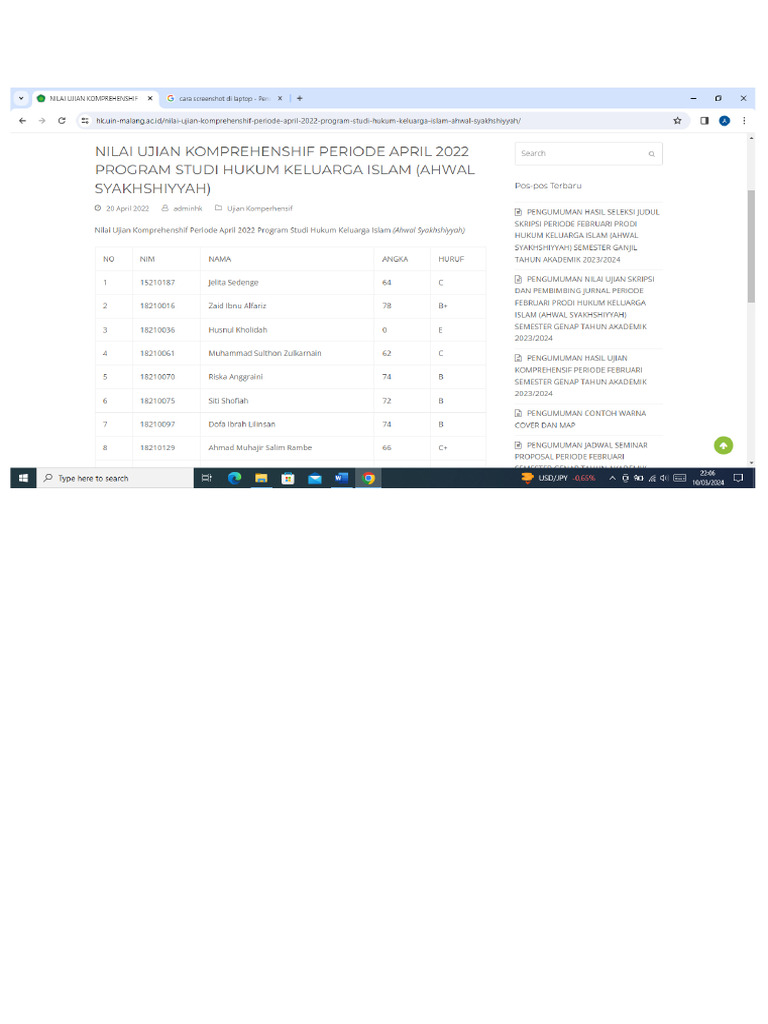 Nilai Ujian Kompre Riska | PDF