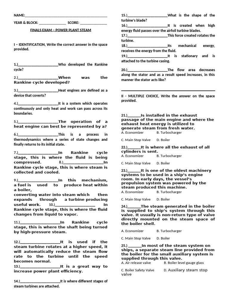 Final Exam Pps | PDF | Boiler | Steam