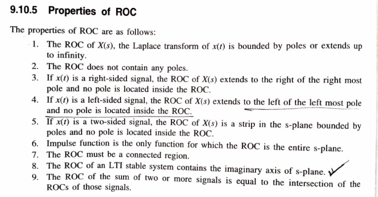 ROC Properties (Laplace Transform) | PDF
