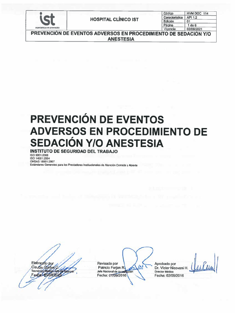 HVM Doc 114 Prevencion Ea en Sedacion y o Anestesia | PDF