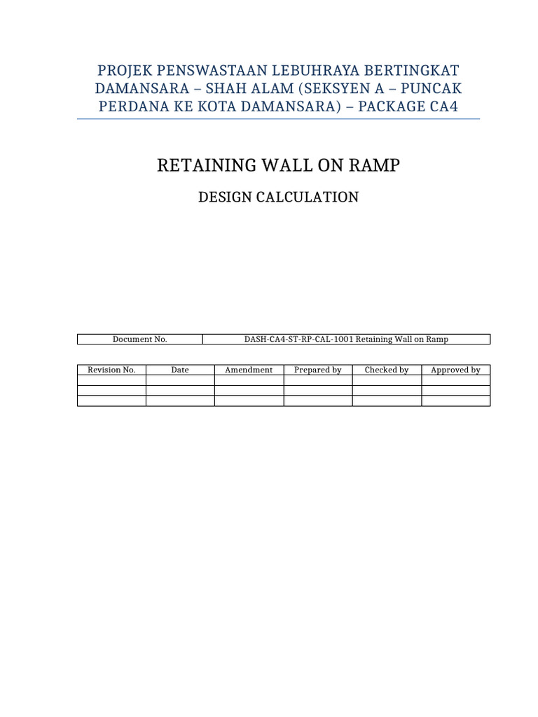 Retaining Wall Ramp Design Calculation | PDF | Concrete | Applied And ...